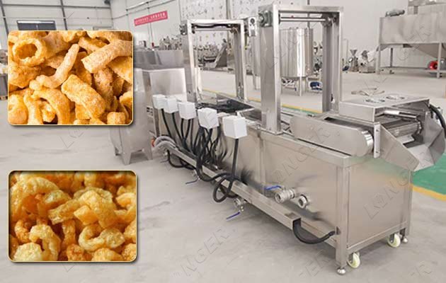 Pork Rinds Continuous Fryer Machine|Industrial Pork Skin Frying Equipment